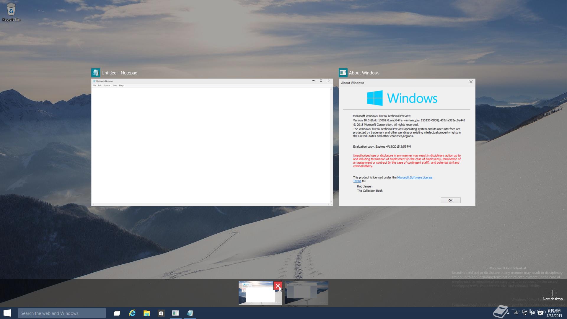 Microsoft Windows 10, 10.0.10009.0 - The Collection Book