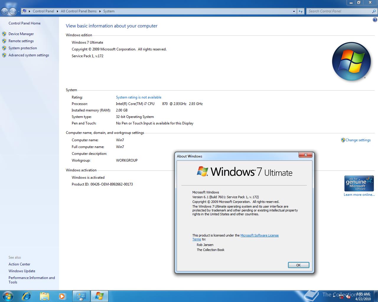Microsoft Windows 7, 6.1.7601.16556 - The Collection Book