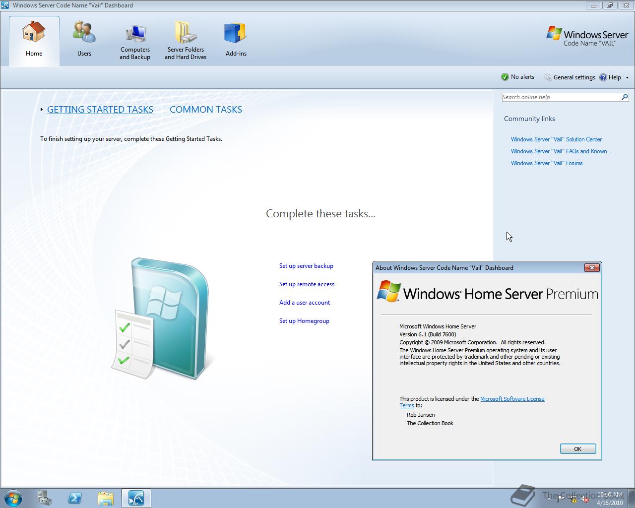 Microsoft Windows Home Server 2011, 6.1.7495.0 - The Collection Book