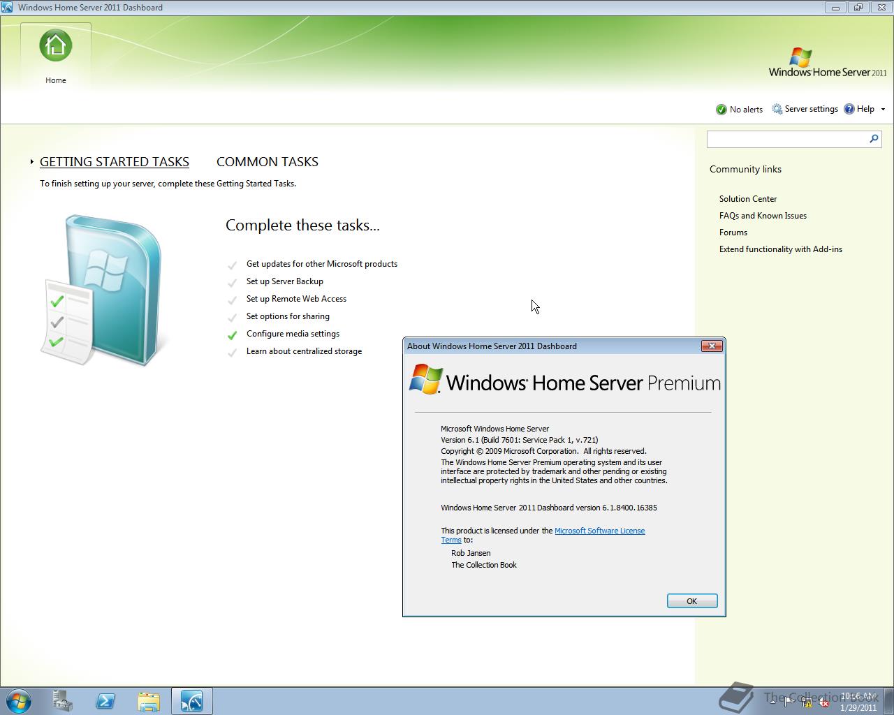 Microsoft Windows Home Server 2011, 6.1.8400.16385 - The Collection Book