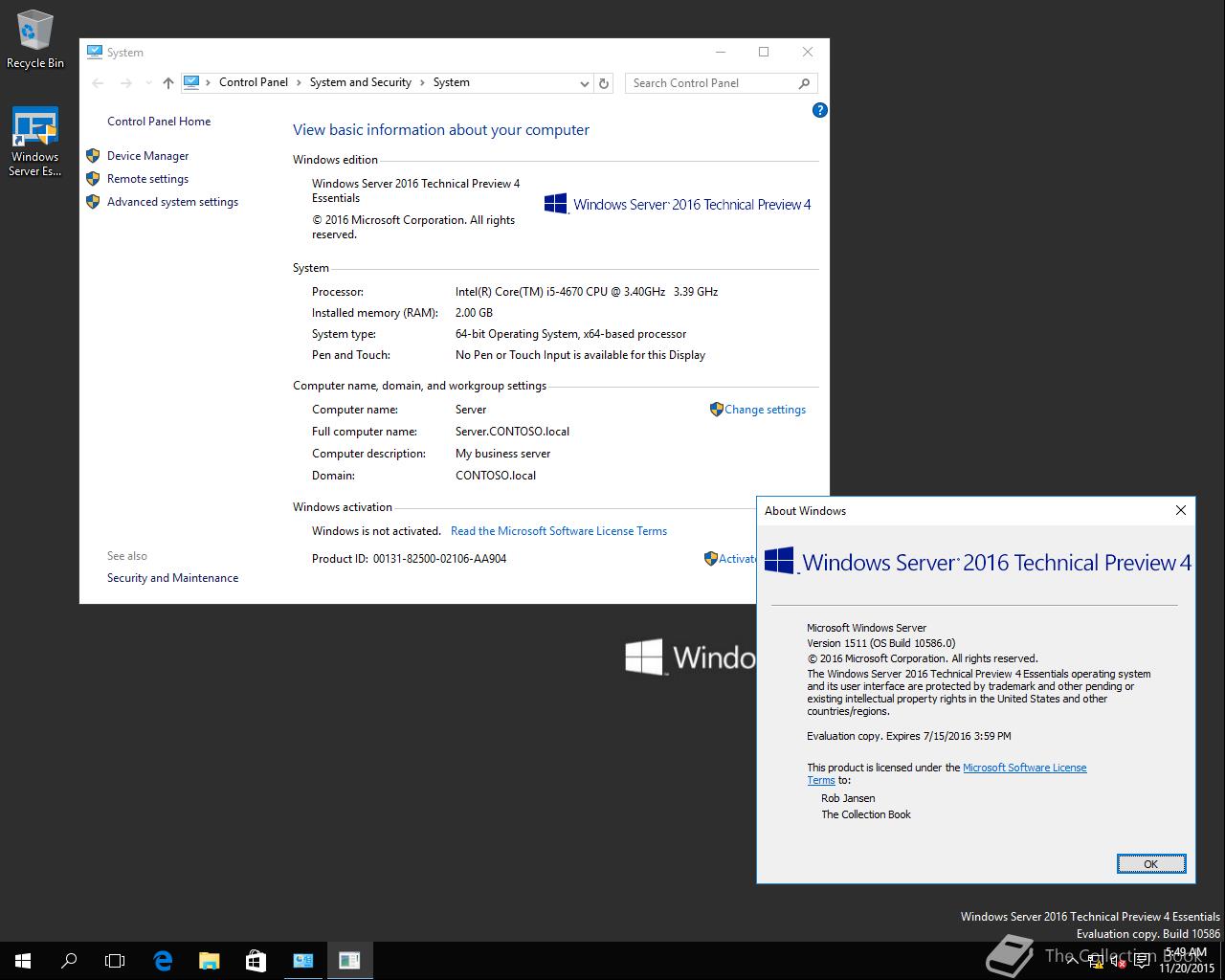 Microsoft Windows Server Essentials 2016, 10.0.10586.0 - The Collection ...