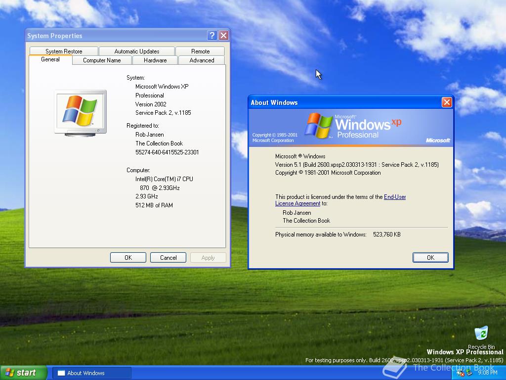 Microsoft Windows XP, 5.1.2600.1185 - The Collection Book